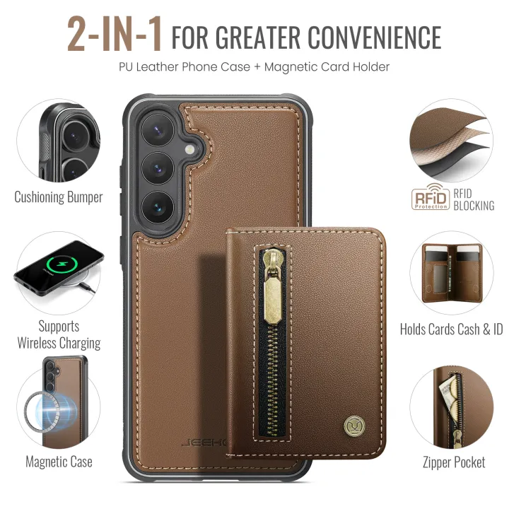 HODON Magnetic Leather Wallet Card Phone Case For Samsung Galaxy S25 ...