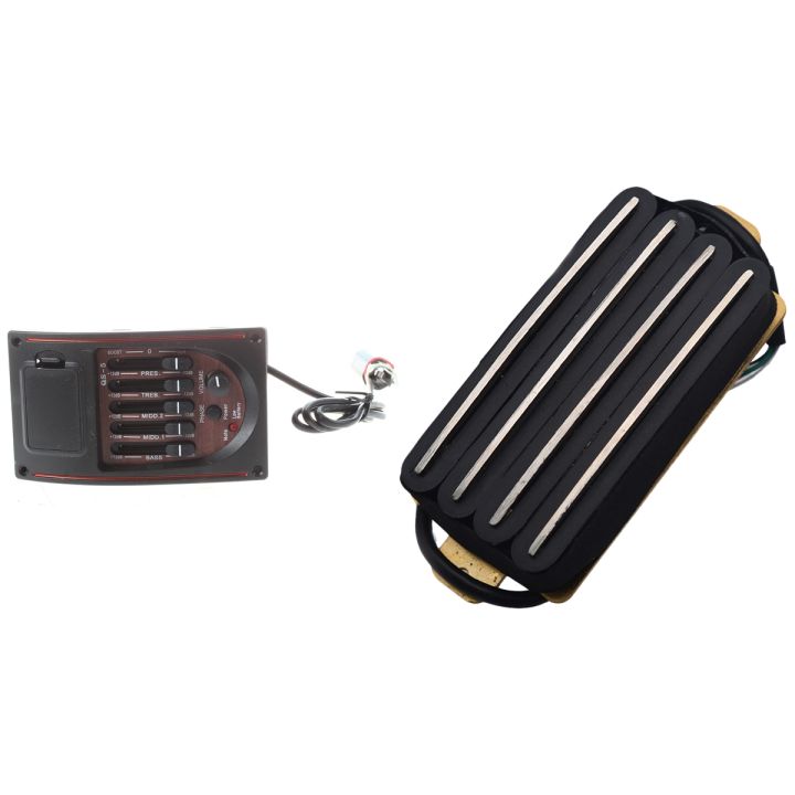 (GGBR) Acoustic Guitar Pre-Wired Preamp 5 Band EQ Tuner Piezo Pickup ...