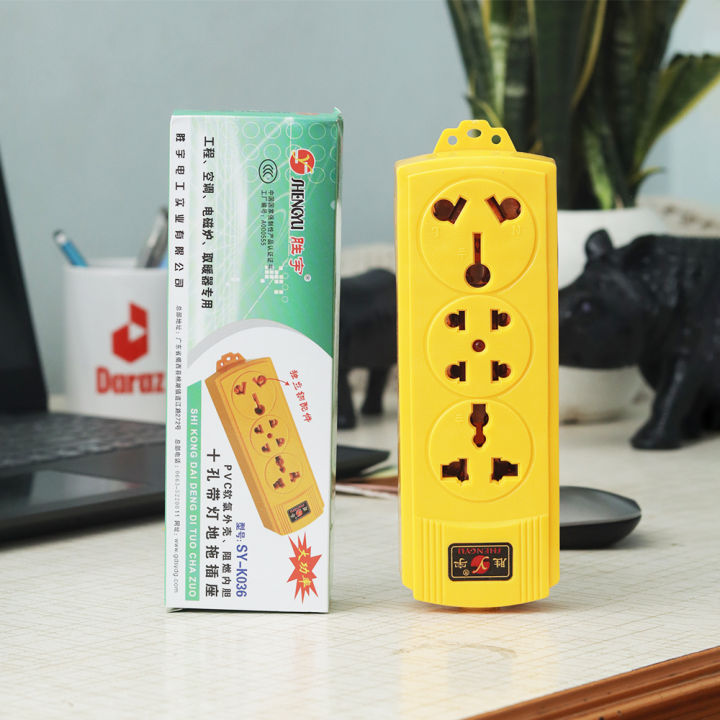 6000W Heavy Duty Multi Plug Power Socket For High Voltage Uses-Black ...