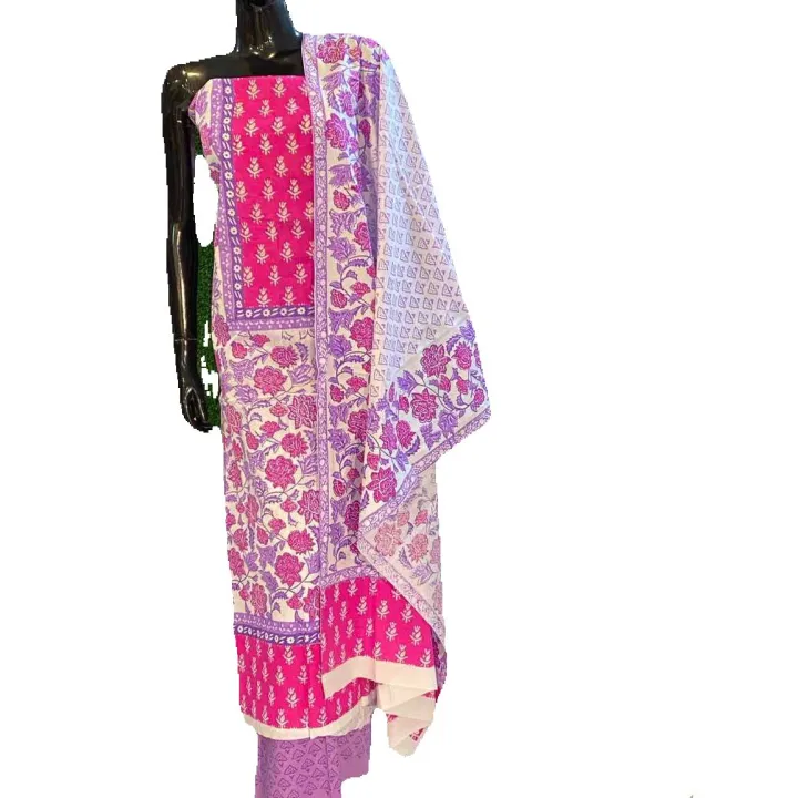 UN-Stitched Pakistani Block Print Fabric Set For Women | Daraz.com.np