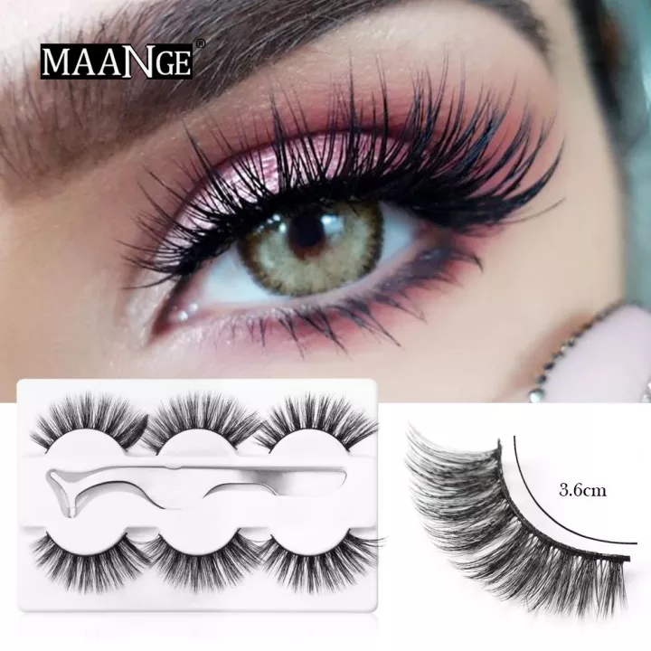 MAANGE 3Pairs Faux 3D Mink Cruelty Free Natural Thick Long False Eyelashes MGY7064 | Daraz.com.np