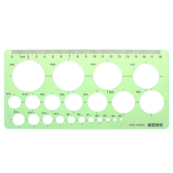 Transparent Plastic Circles Green Measuring Tool Multi Shaped Drawing ...