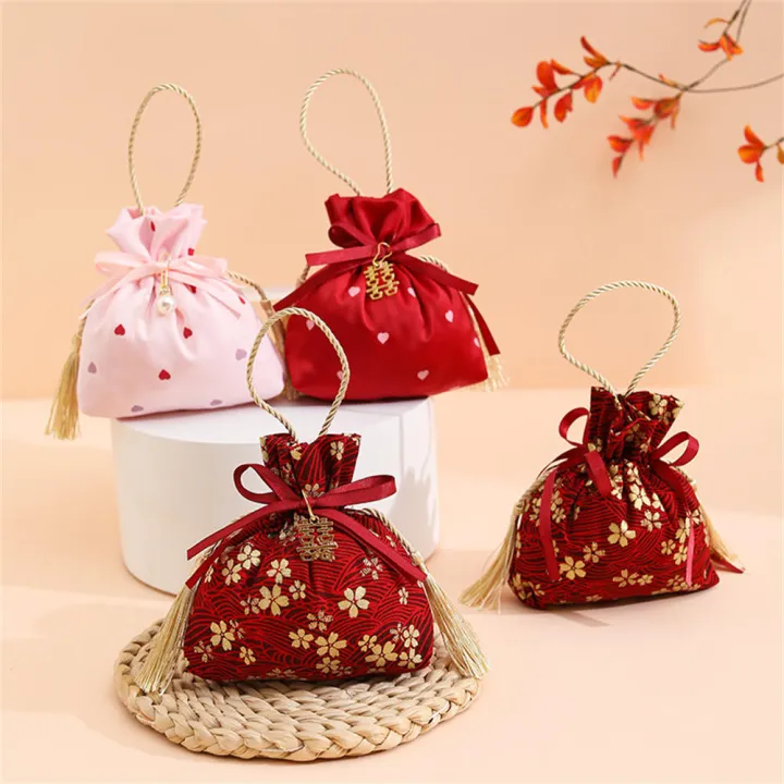 Printed Cookies Gift Bag Storage Wedding Candy Bag Multipack Satin for ...