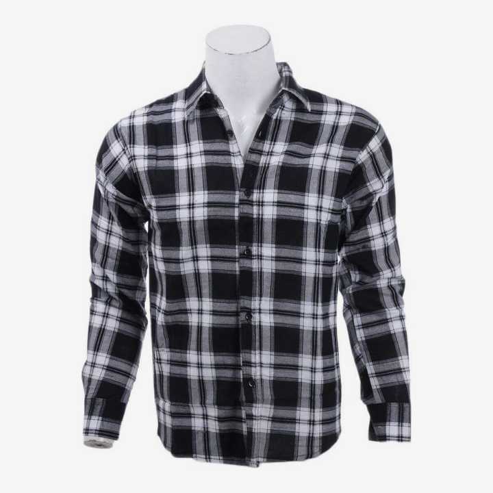 Checkered Mix Cotton Casual Full Sleeves Shirt For Men - Black And ...