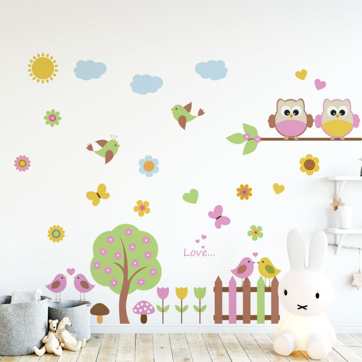 Wall Decals Child Owls in Spring Wall Sticker | Daraz.com.np