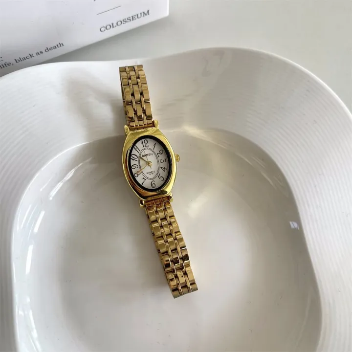 Gold Oval Small Dial Watch for Women, Versatile, Simple, Fashionable ...
