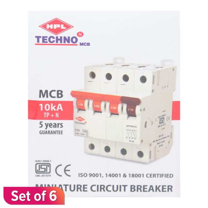 HPL Techno Triple Pole MCB 40A C- Curve Set Of 6 | Daraz.com.np