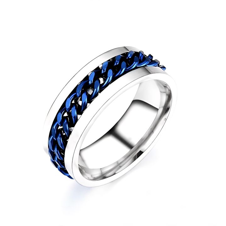 Ring Nepal Stainless Steel Blue Silver Chain Ring Mens | Daraz.com.np