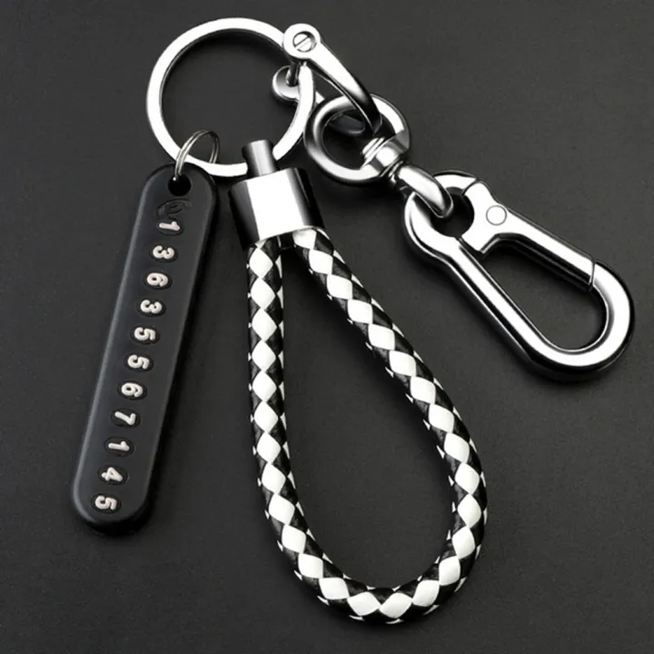 Lock Key Ring Bradied Vehicle Pendant Anti-lost Keyring Phone Number ...