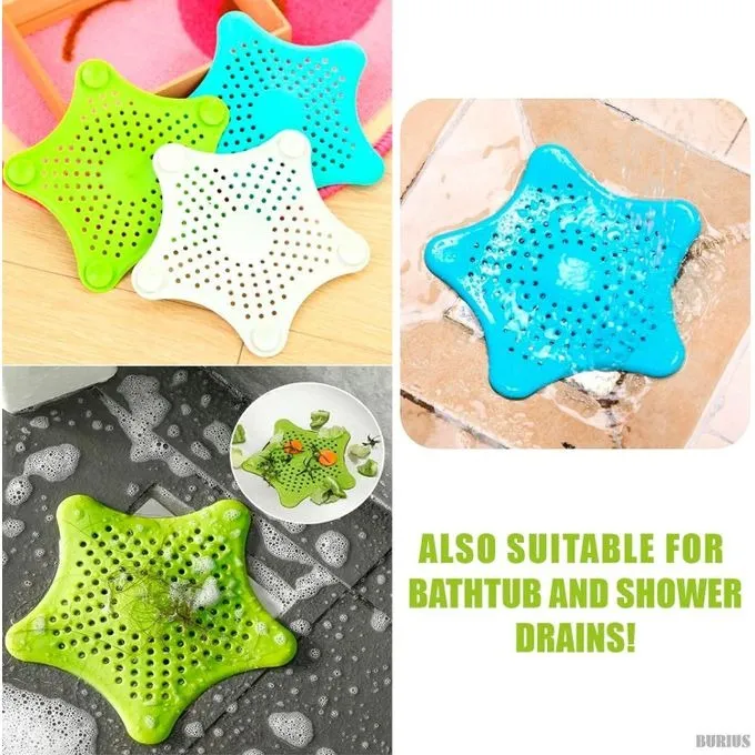 Five-Pointed Star Silicone Sucker Kitchen Sink Anti-Clogged Bathroom ...