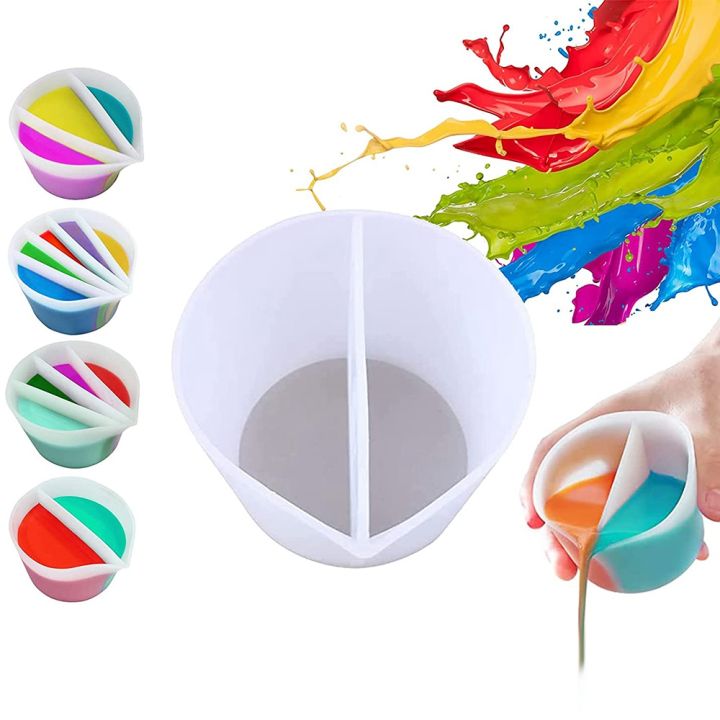 2 Channels Split Color Mixing Cups for Paints, Resin Painting Tools ...