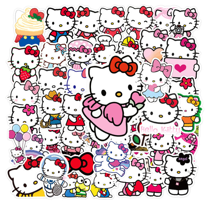 50pcs Cute Sticker Hello Kitty Stickers Pack Trolley Case Guitar ...