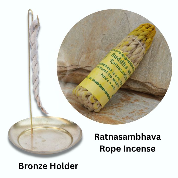 Ratnasambha Rope Incense with Bronze Incense Burner & Holder- Lotus ...
