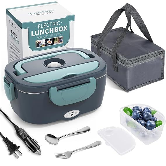 Electric Heating Lunch Box 2 in 1 Portable Electric Heated Food ...