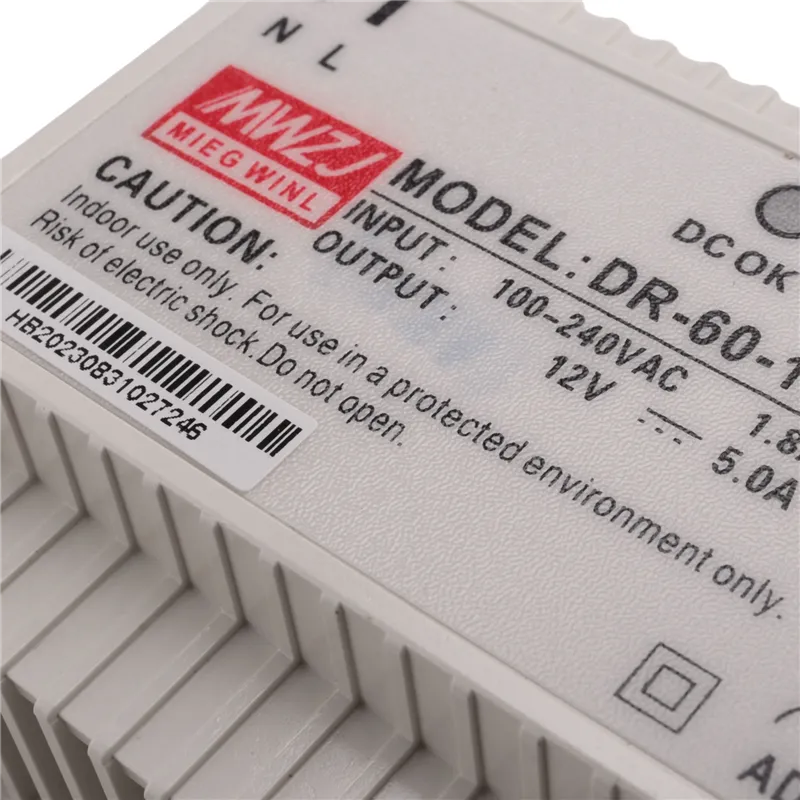 -60-12 Transformer 12 Volt 5 Amp Industrial Din Rail Power Supply 220V ...
