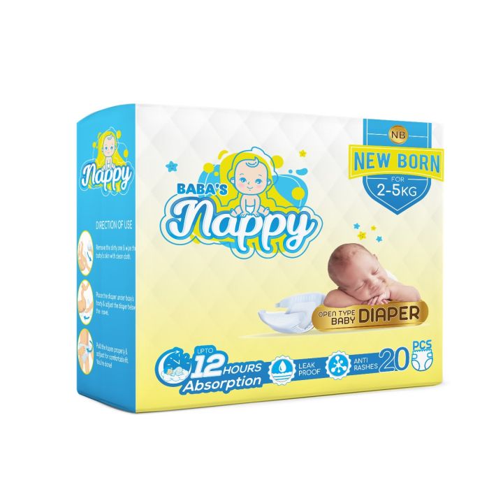 Baba's Nappy new born baby diapers in Tape (Pack of 20) | Daraz.com.np