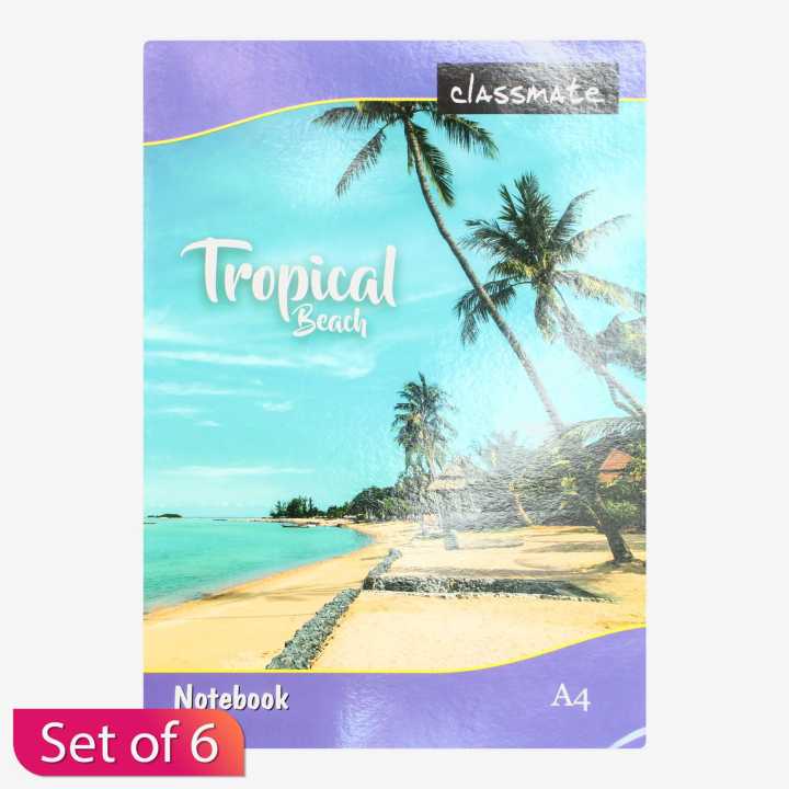 Classmate Tropical Beach Printed Note Book A4- Copy 294X206MM Set Of 6 ...