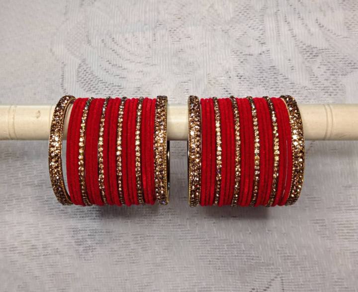 Blood Red & Golden Bangles For Both Hands | Daraz.com.np
