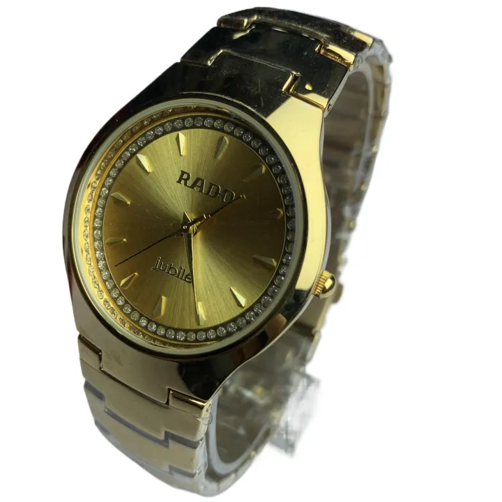 Round Shape Gold color Dial Gold Color Chain Best Quality Watch Men ...