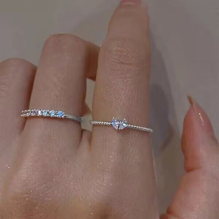 Enacolor 2Pcs Delicate Heart Rings for Women Girl Accessories Adjustble ...