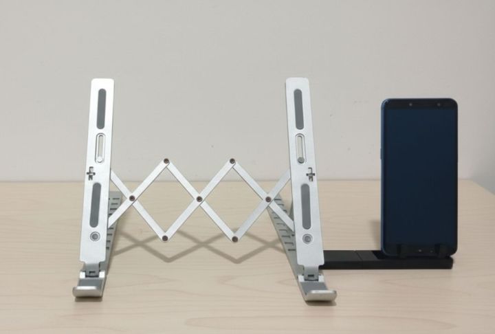 Aluminum Alloy Laptop Stand with Mobile Holder | 10 Adjustable Height ...