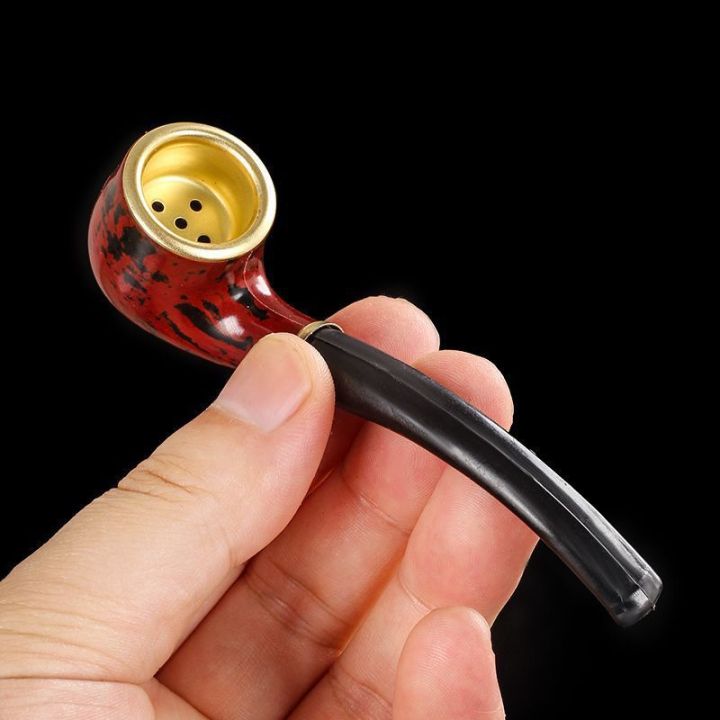 New Imitation Wood Pipe Men's Classic Resin Pipe Old-Fashioned Dry Pipe ...