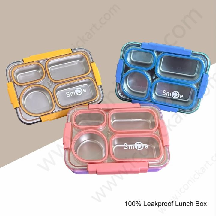 900ml Smile 4 Compartment Lunch Box | Daraz.com.np