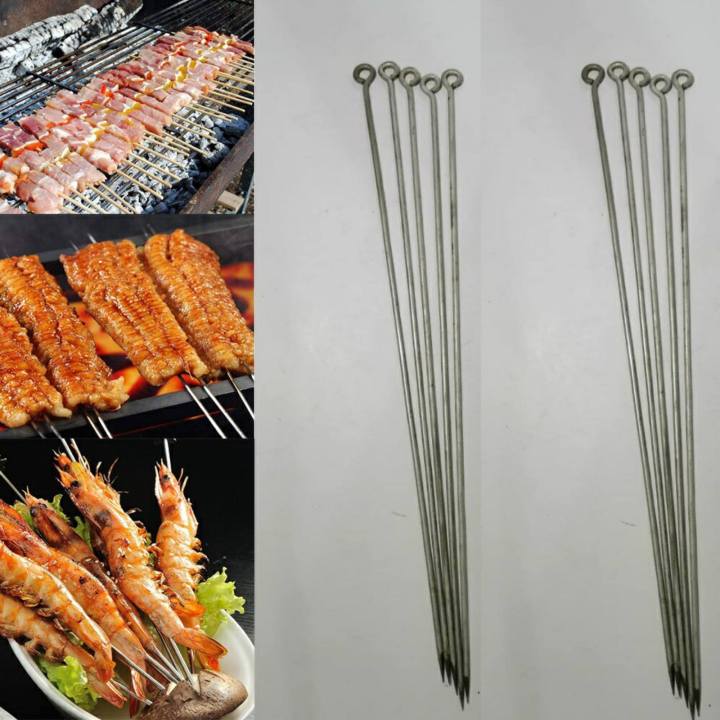 Stainless Steel Barbecue String with Wooden Handle 10pcs | Daraz.com.np