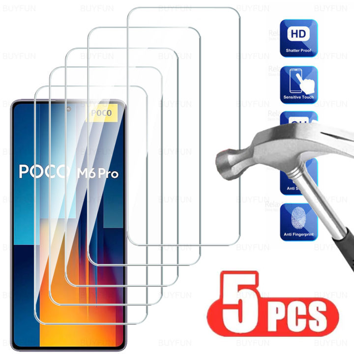 5Pcs PocoM6Pro 4G Glass Tempered Glass For Xiaomi Poco M6 X6 Pro 5G ...