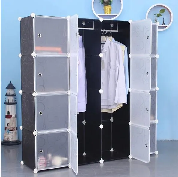 16 Cube Portable Closet, Plastic Wardrobe with Doors for Bedroom ...