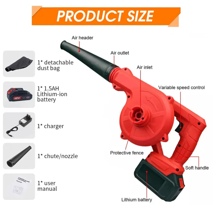 "2-in-1 Cordless Leaf Blower & Vacuum, 48V High-Power Electric Air ...