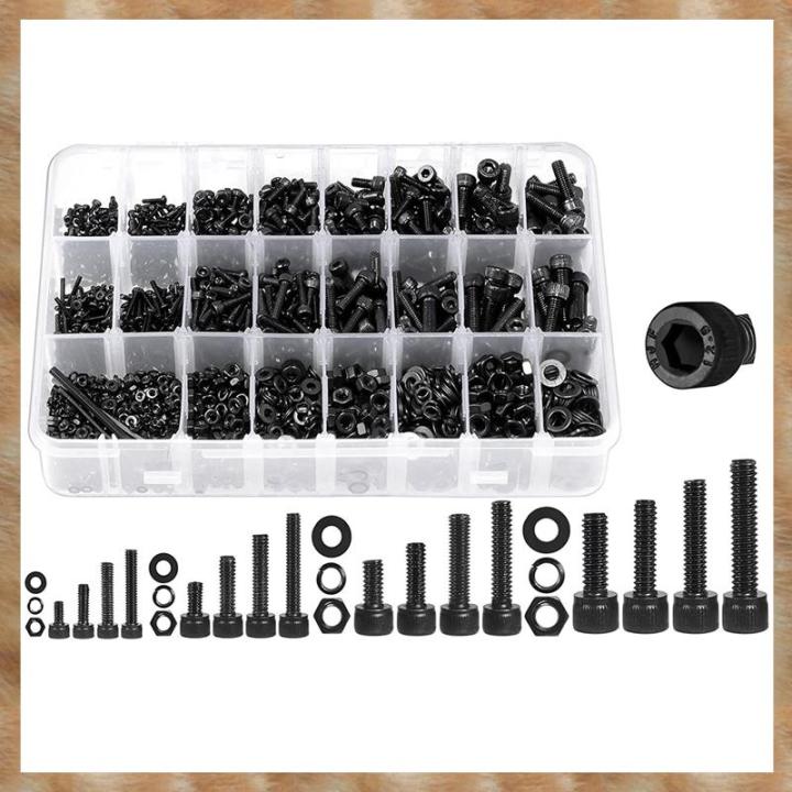 1600Pcs Hex Socket Cap Machine Screws Nuts and Bolts Assortment Kit ...