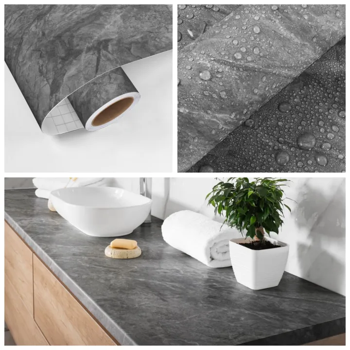 1 meter x 60cm Premium Self-Adhesive Dark Grey Granite Furniture ...