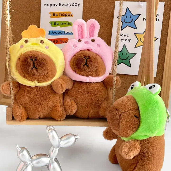 Capybara Plush Keychain Rabbit Hat Capybara Plush Pendant Frog Hairpin ...