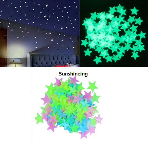 Radium Glow in The Dark Stars – 50 Pcs 3D Luminous Plastic Wall Ceiling ...
