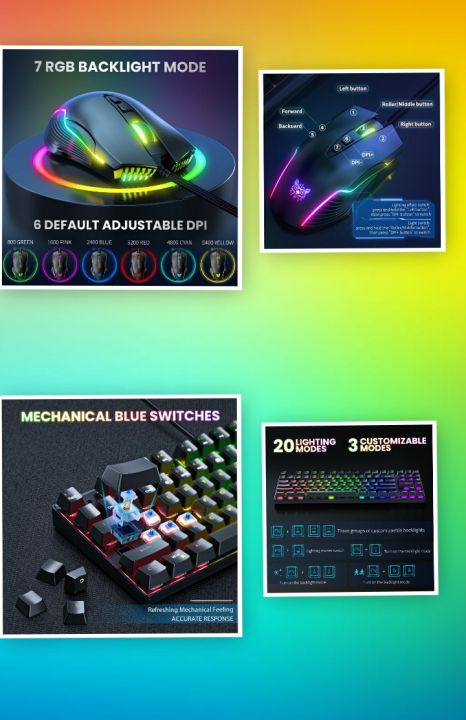 Onikuma G26+CW905 RGB Combo Gaming Mechanical Keyboard and Optical ...