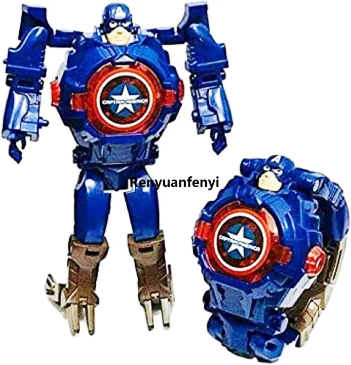 Renyuan Captain America Robot Watch Special Toy Deformation Wrist Watch ...