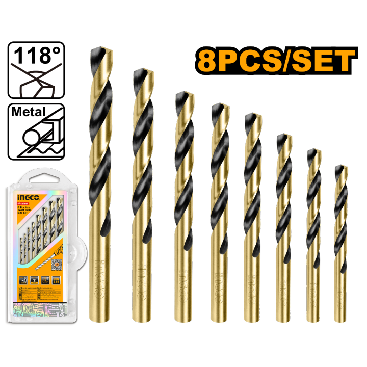 INGCO New 8 Pcs HSS Twist Drill Bits Set AKDB0801 | Daraz.com.np