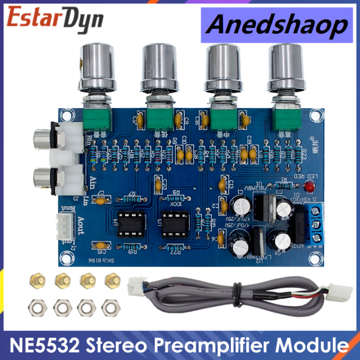 Anedshaop XH-M164 NE5532 Stereo Pre-amp Preamplifier Tone Board Audio 4 ...