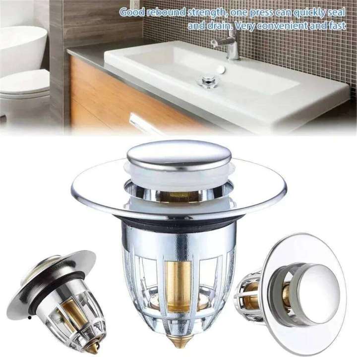 Universal Rebound Plug Basin Pop-up Chrome Filter with Hair Catcher ...