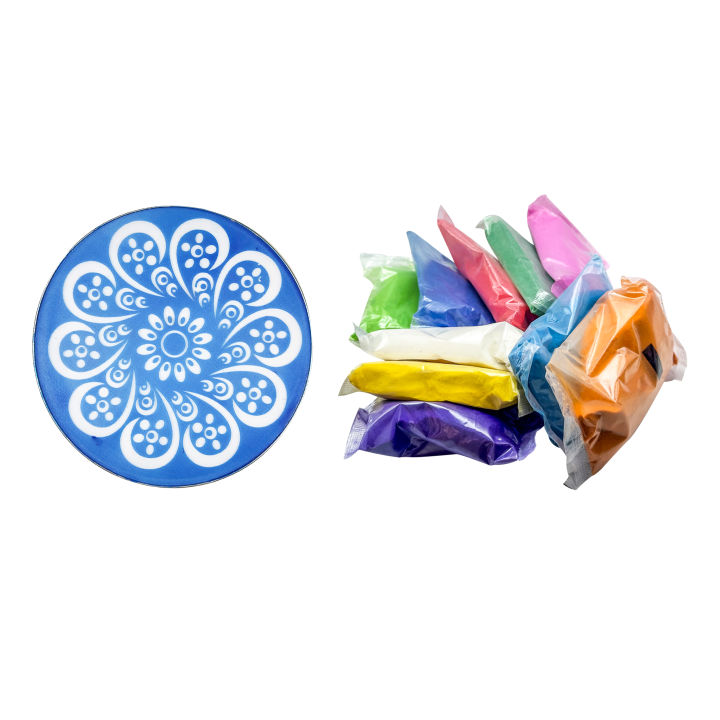 Combo Pack Of Rangoli Making Jali And 10 Colored Sand Powders To Make ...