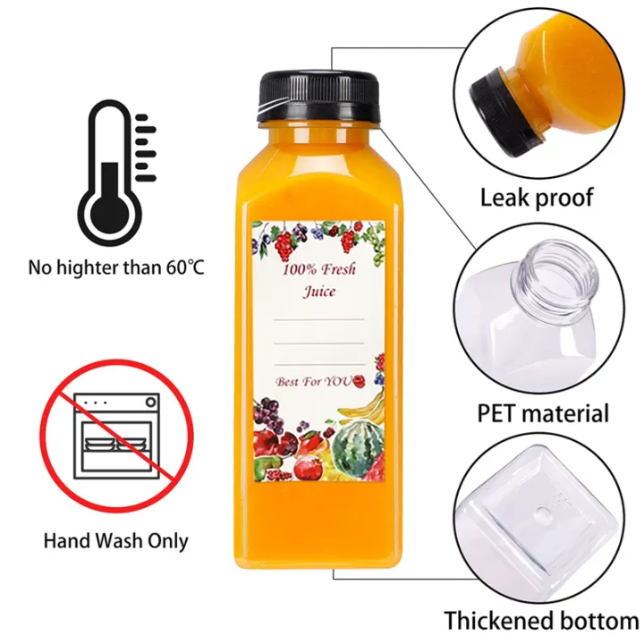 ARELENE 20Pcs 12oz Empty Plastic Juice Bottles with Caps,Reusable Water ...