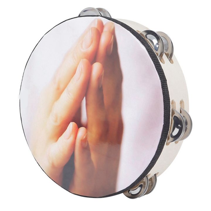 8 Inch Double Row Jingle Tambourine Handbell Clap Drum Bell Percussion ...