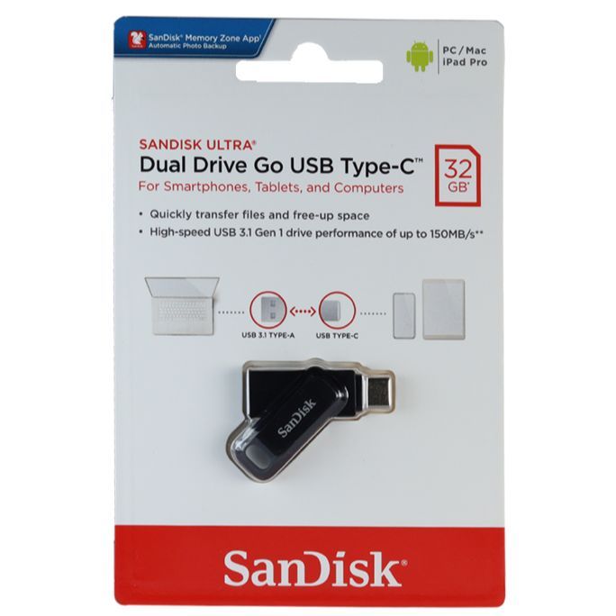 SanDisk Type-C OTG Pendrive 32GB Ultra Dual Drive Go USB for SmartPhone ...