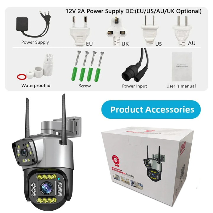 Dual Lens Security Camera V380 Pro Smart Home 4MP Auto Tracking ...