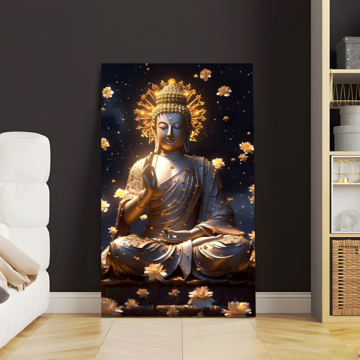 Lord Buddha Single panel Wooden Framed Canvas Design | Daraz.com.np