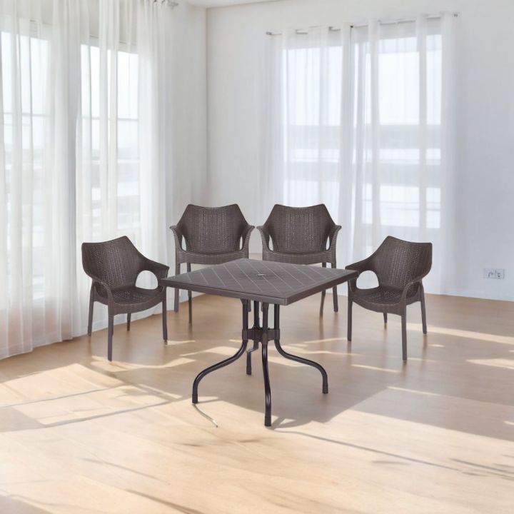 Supreme Rattan Finish Cambridge Chair with Olive Table Set( 4 Chairs ...