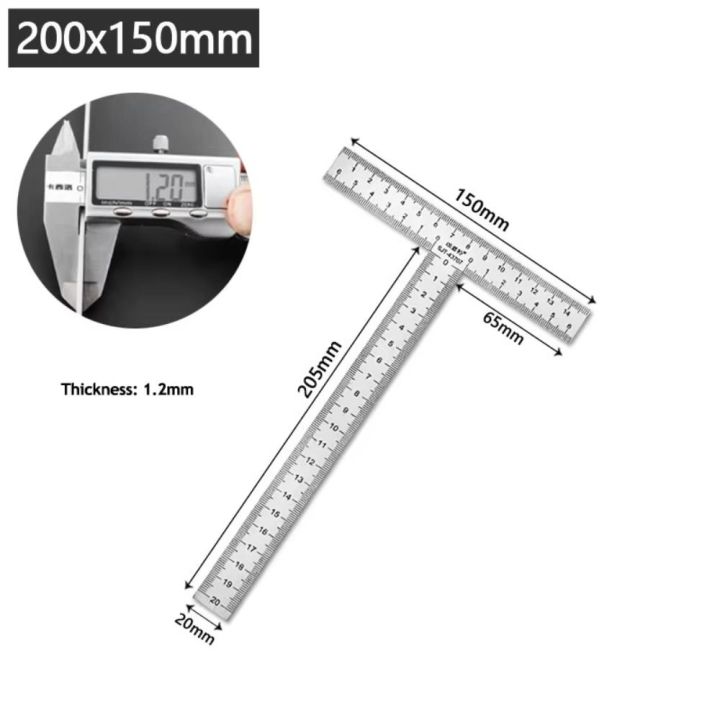 Layout Stainless Steel T-Shaped Ruler Measuring Tool Sturdy Right Angle ...
