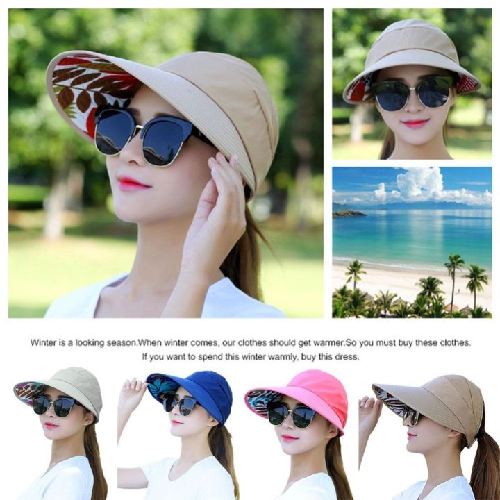 Fashion Foldable Sun Hat Golf Cap Wide Brim Visor Caps Anti-UV Sun ...