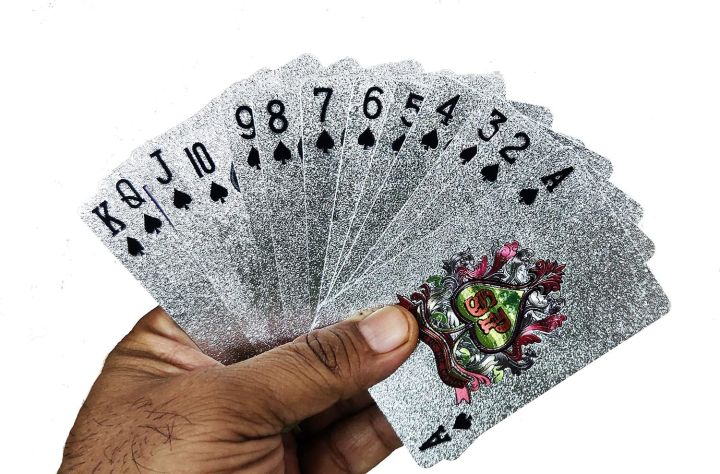 Silver Coated Playing Cards Plastic Deck Poker Playing Card for Kids ...